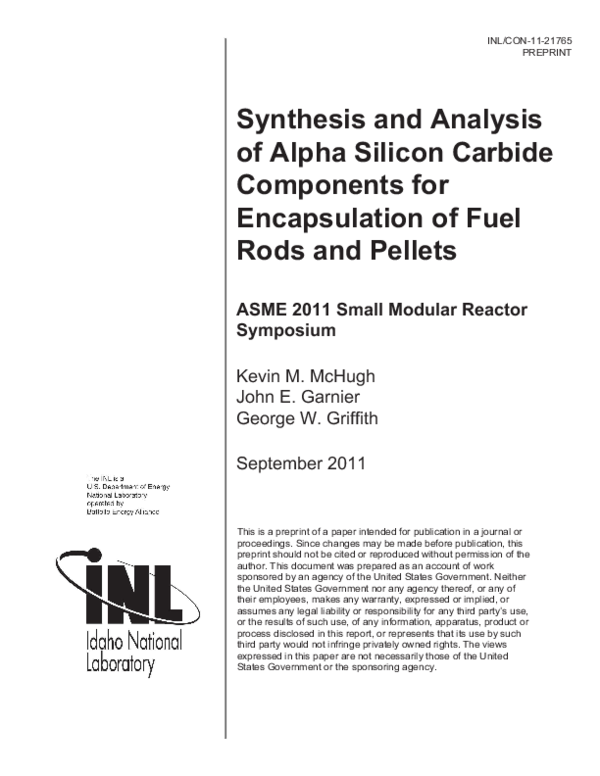(PDF) Synthesis and Analysis of Alpha Silicon Carbide Components for ...