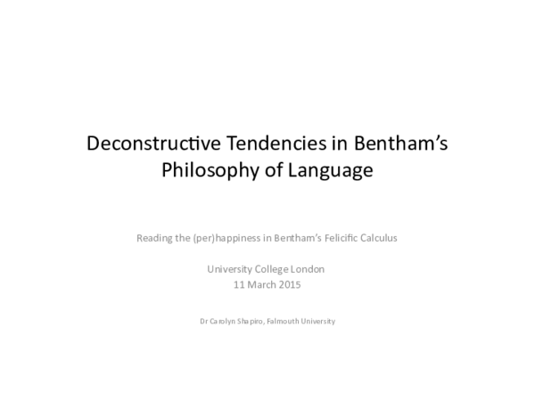 (PPT) Deconstructive Tendencies in Bentham's Philosophy of Language ...
