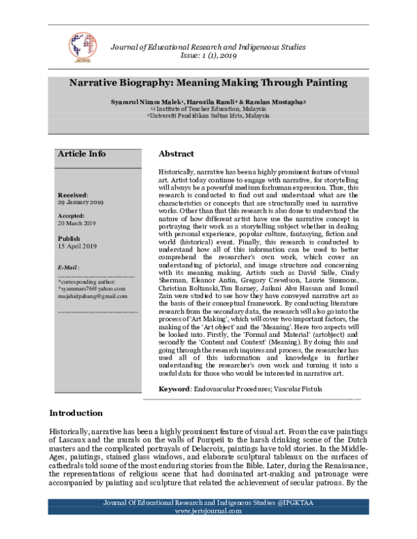 (PDF) Narrative Biography : Meaning Making Through Painting