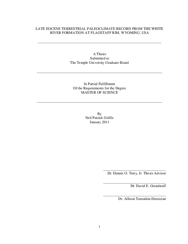 (PDF) Late Eocene Terrestrial Paleoclimatie Record From The White River ...