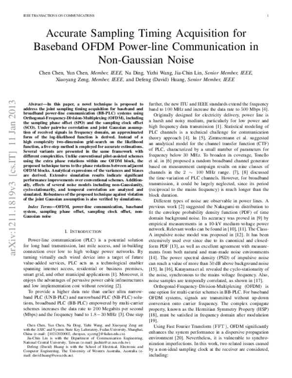 Pdf Accurate Sampling Timing Acquisition For Baseband Ofdm Power Line