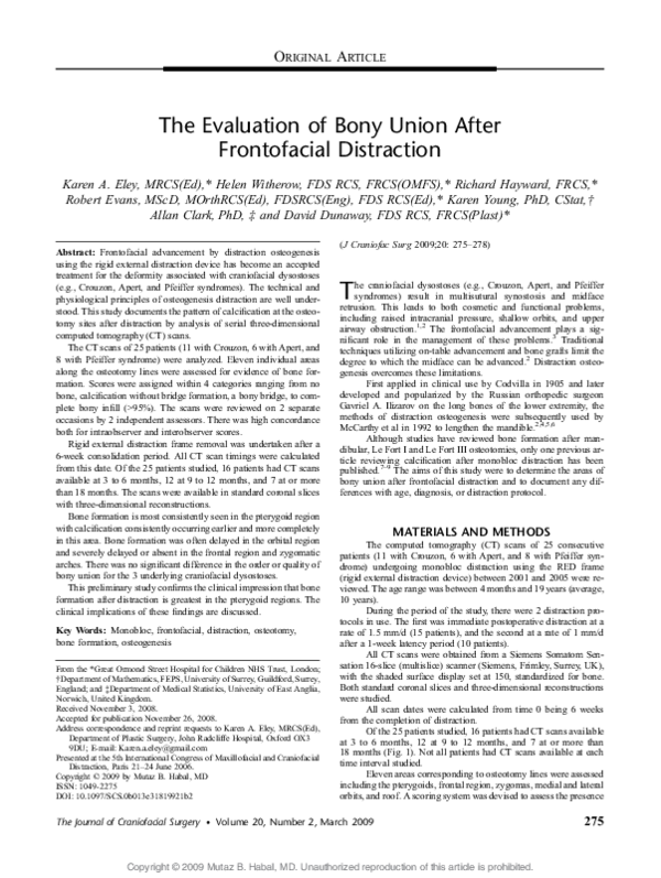(PDF) The Evaluation of Bony Union After Frontofacial Distraction