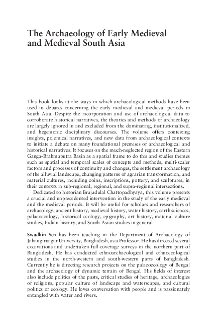 (PDF) The Archaeology of Early Medieval and Medieval South Asia