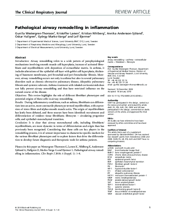 (PDF) Pathological airway remodelling in inflammation