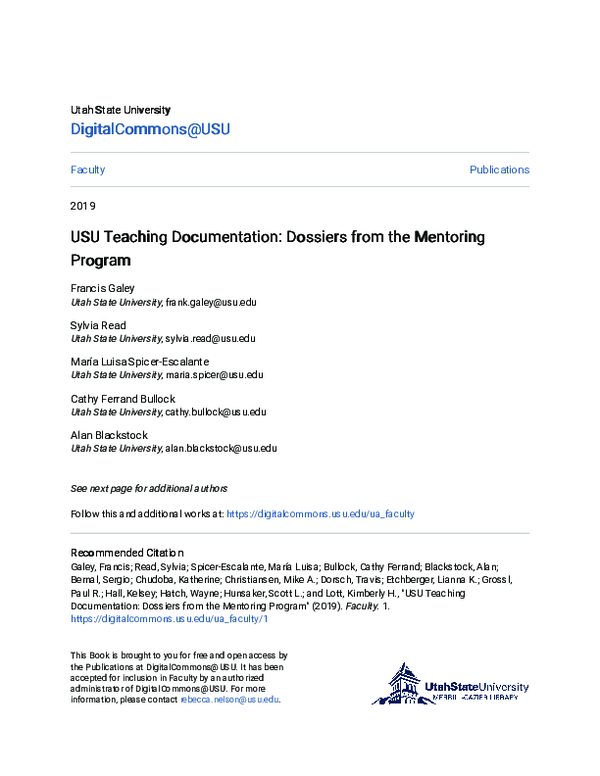 (PDF) USU Teaching Documentation: Dossiers from the Mentoring Program