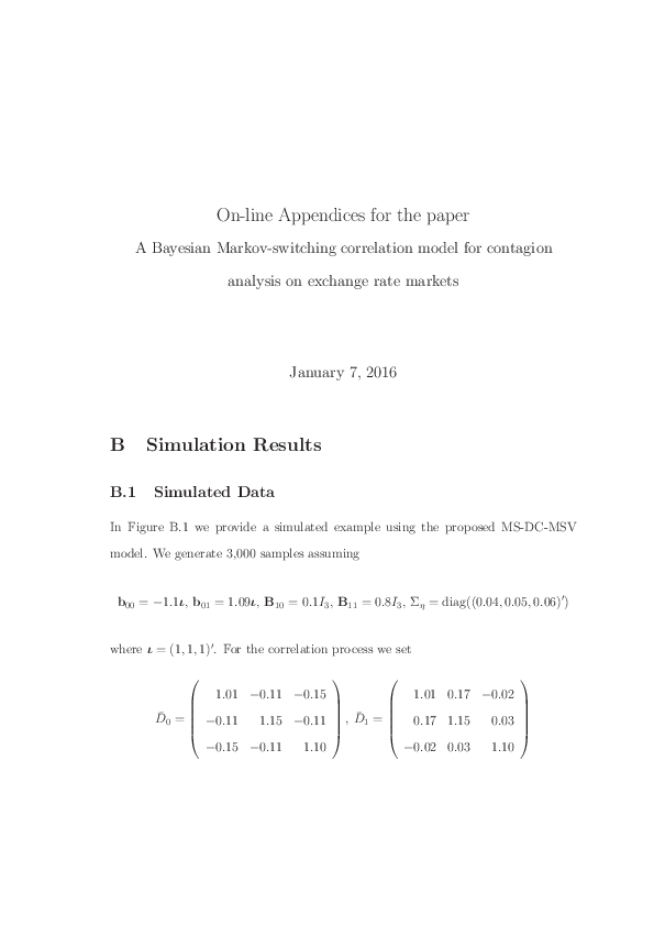 Pdf A Bayesian Markov Switching Correlation Model For Contagion