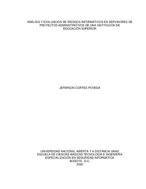(PDF) Análisis y Evaluación De Riesgos Informáticos en Servidores De Proyectos Administrativos ...