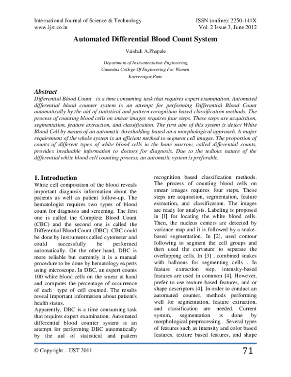 (PDF) An automated differential blood count system