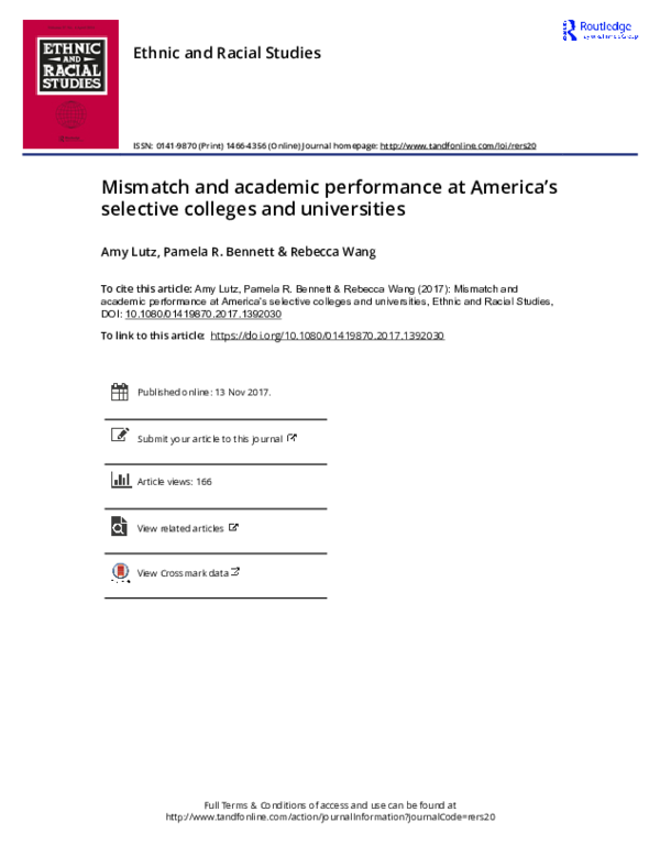 (PDF) Mismatch and academic performance at America’s selective colleges ...