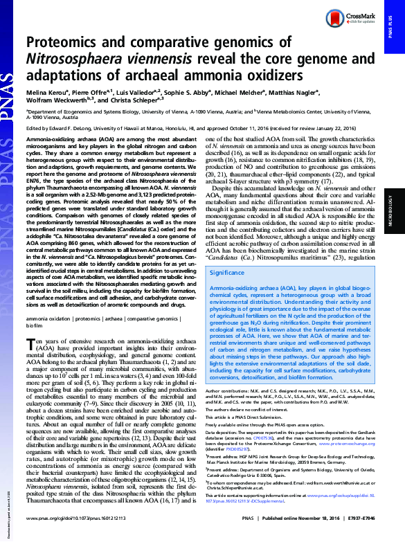 (PDF) Proteomics and comparative genomics of Nitrososphaera viennensis ...