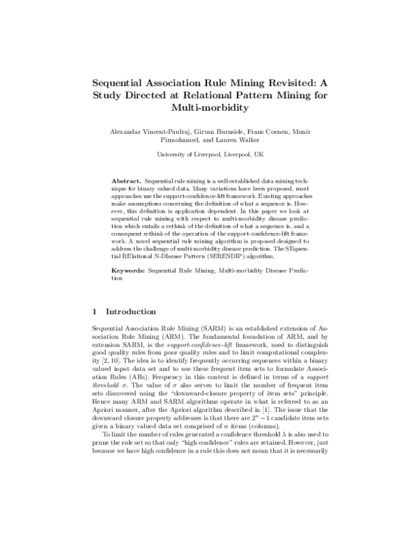 (PDF) Sequential Association Rule Mining Revisited: A Study Directed at Relational Pattern ...