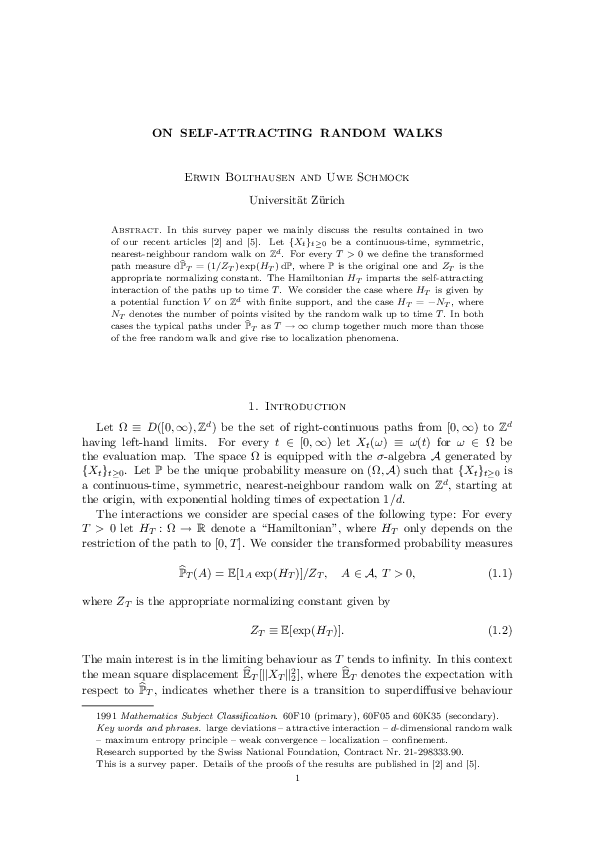 (PDF) On self-attracting random walks