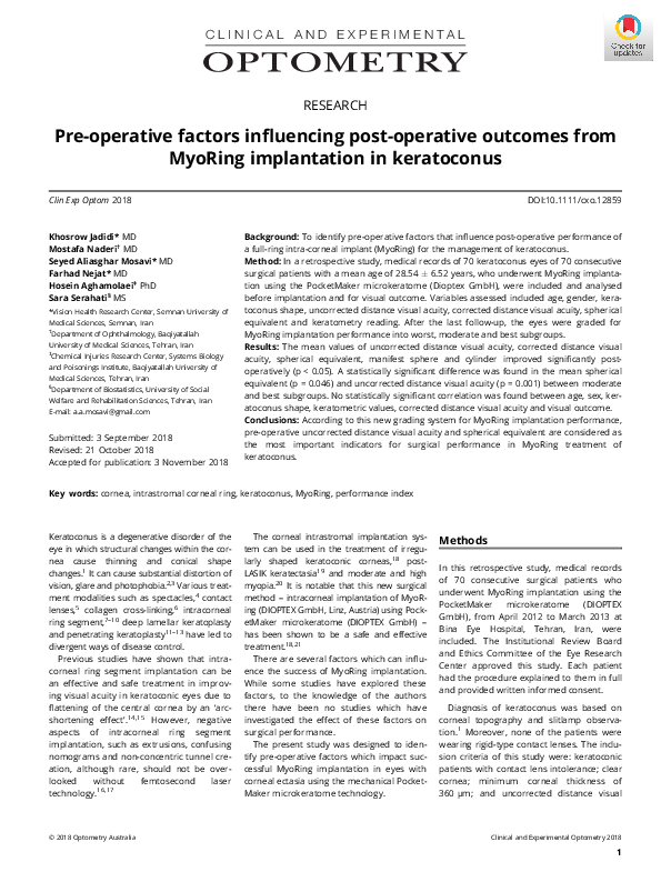 (PDF) Pre‐operative factors influencing post‐operative outcomes from ...