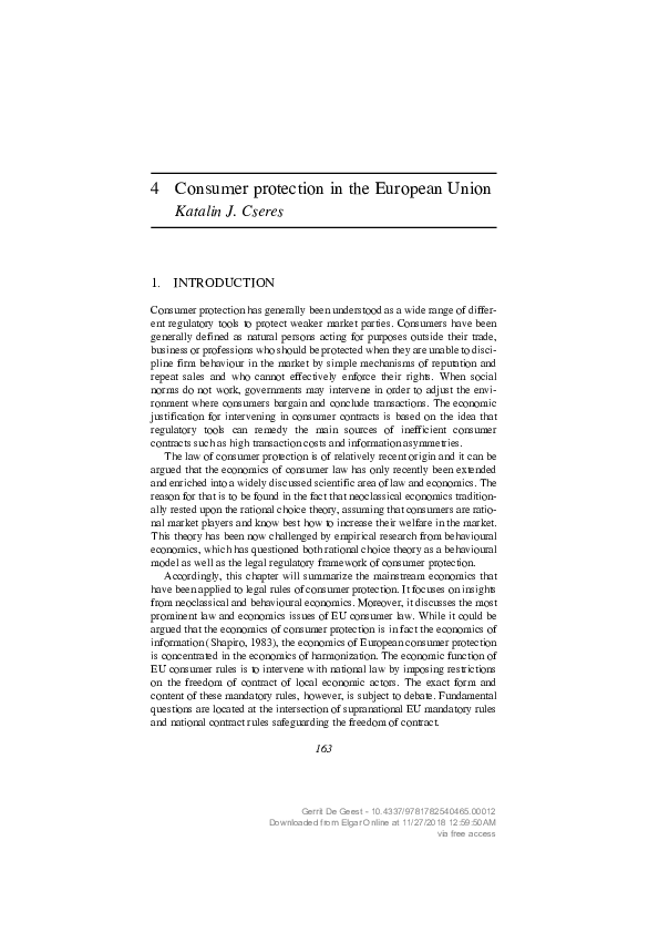 (PDF) Consumer protection in the European Union