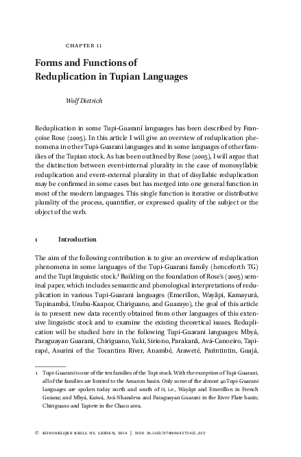 (PDF) Forms and Functions of Reduplication in Tupian Languages