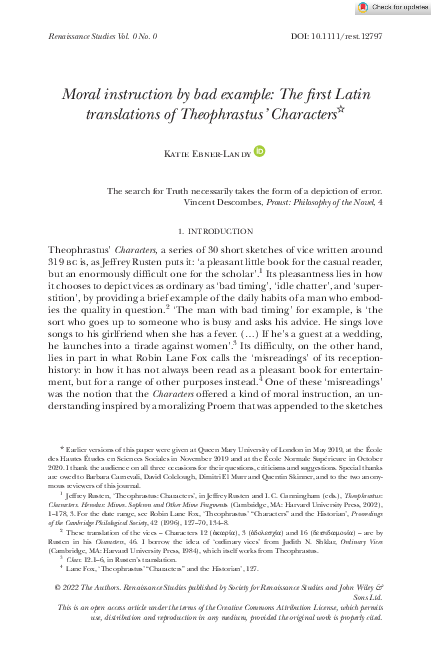 (PDF) Moral instruction by bad example: The first Latin translations of ...