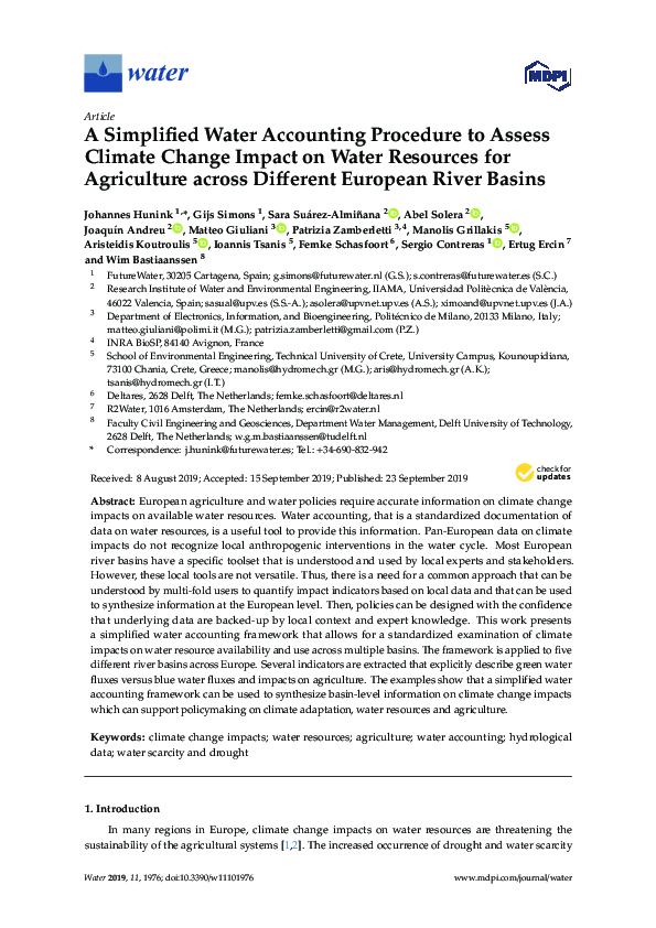 (PDF) A Simplified Water Accounting Procedure to Assess Climate Change ...