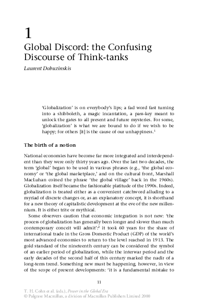 (PDF) Global Discord: the Confusing Discourse of Think-tanks
