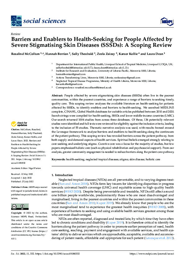(PDF) Health-Seeking Barriers for Stigmatized Skin Diseases
