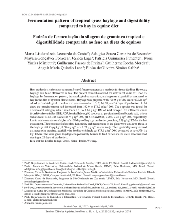 (PDF) Fermentation pattern of tropical grass haylage and digestibility ...