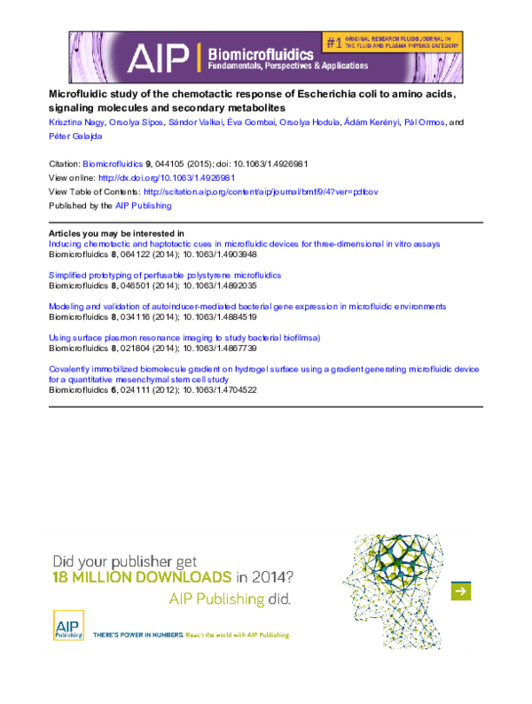 (PDF) Microfluidic study of the chemotactic response ofEscherichia ...
