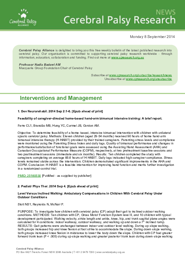 (PDF) Feasibility of caregiver-directed home-based hand-arm bimanual ...