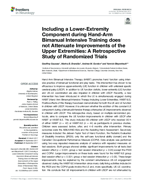(PDF) Including a Lower-Extremity Component during Hand-Arm Bimanual ...