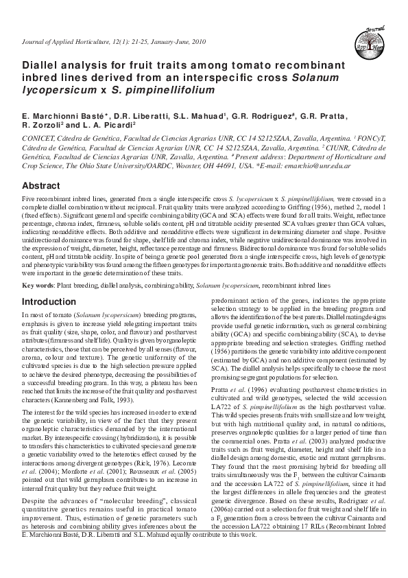 (PDF) Diallel analysis for fruit traits among tomato recombinant inbred lines derived from an ...