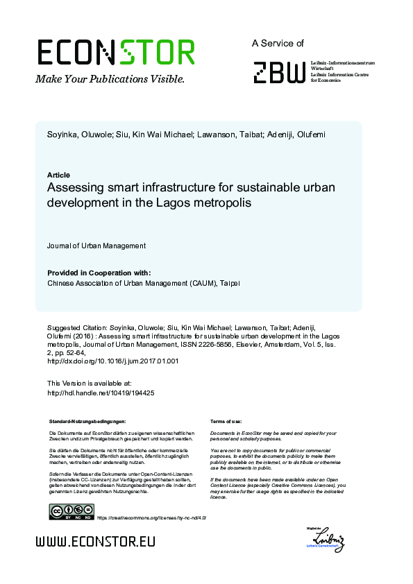 (PDF) Assessing smart infrastructure for sustainable urban development ...