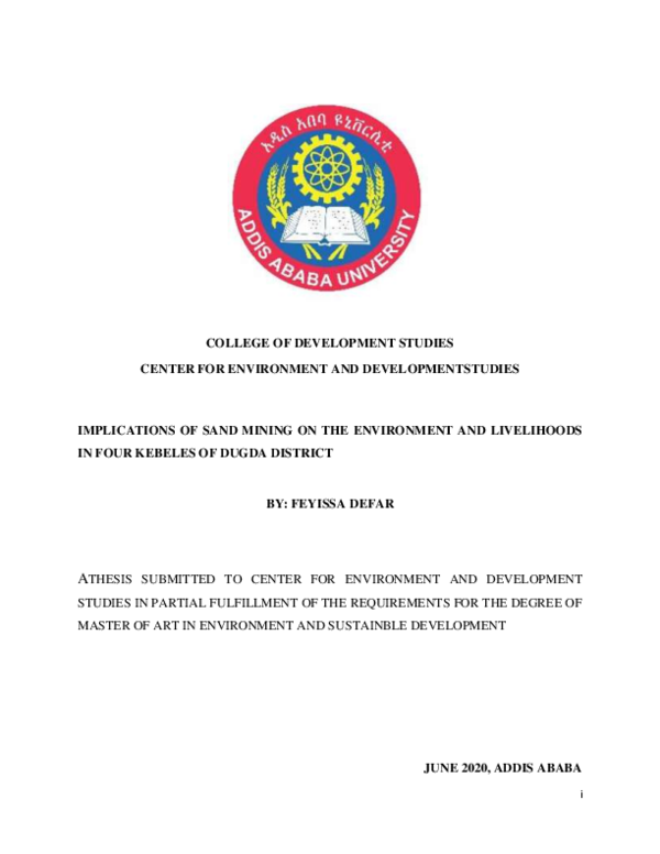 (PDF) Implications of Sand Mining on the Environment and Livelihoods in ...