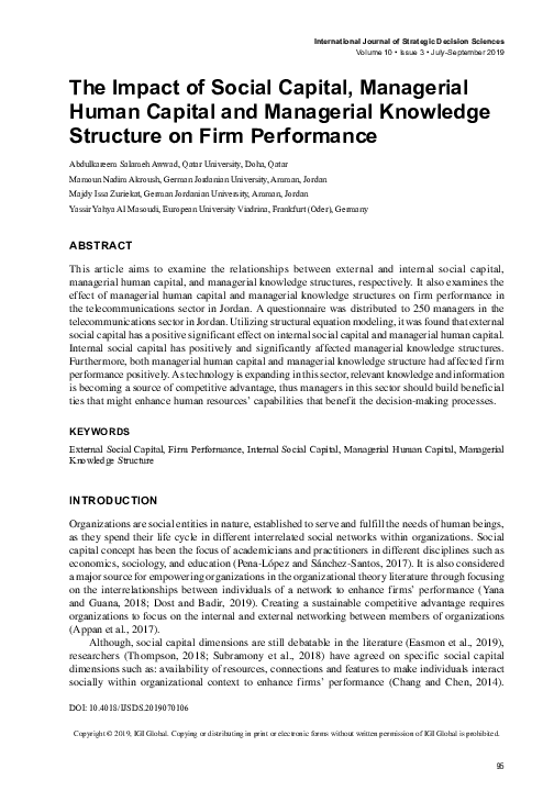 (PDF) The Impact of Social Capital, Managerial Human Capital and Managerial Knowledge Structure ...