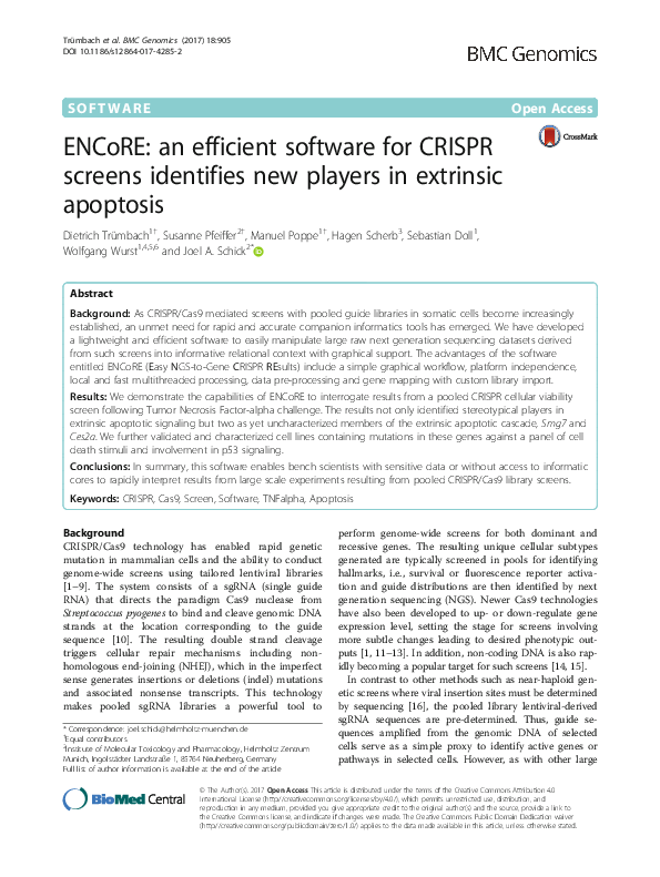 (PDF) ENCoRE: an efficient software for CRISPR screens identifies new ...