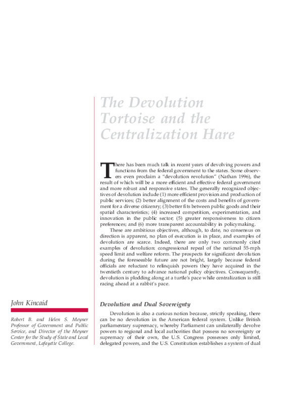 (PDF) The devolution tortoise and the centralization hare