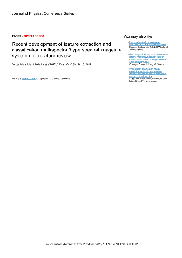 (PDF) Recent development of feature extraction and classification multispectral/hyperspectral ...