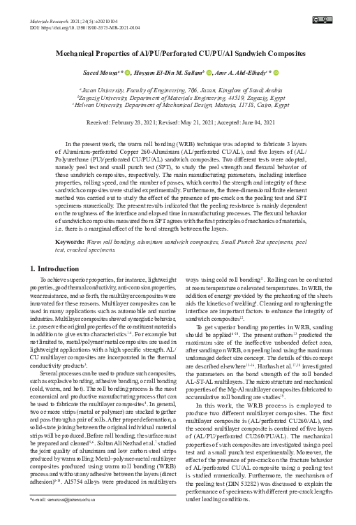 (PDF) Mechanical Properties of Al/PU/Perforated CU/PU/Al Sandwich ...