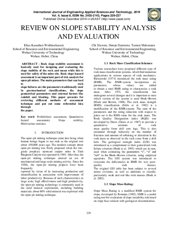 (PDF) Methods for Rock Slope Stability Assessment