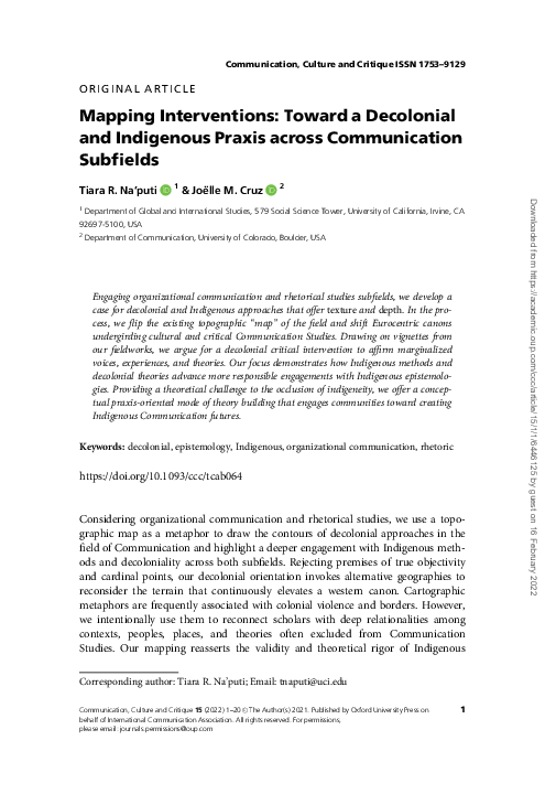 (PDF) Mapping Interventions: Toward a Decolonial and Indigenous Praxis ...