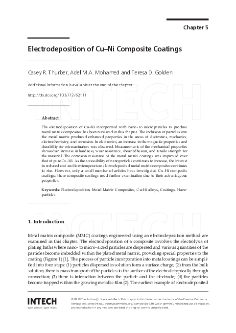 Pdf Electrodeposition Of Cu Ni Composite Coatings