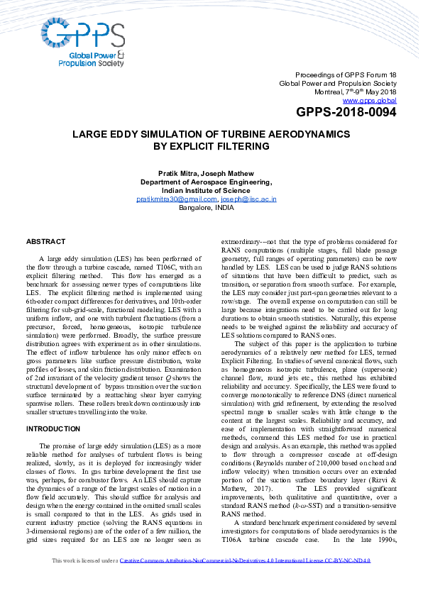 Pdf Large Eddy Simulation Of Turbine Aerodynamics By Explicit Filtering Pratik Mitra 