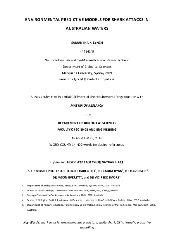 (PDF) Environmental predictive models for shark attacks in Australian ...