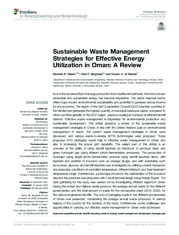 (PDF) Sustainable Waste Management Strategies for Effective Energy ...