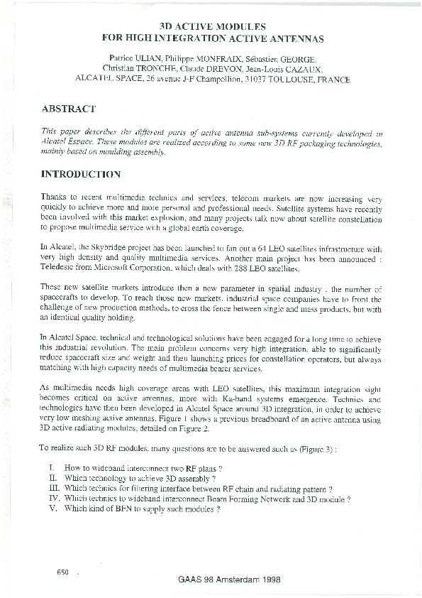 (PDF) 3D Active Modules for High Integration Active Antennas