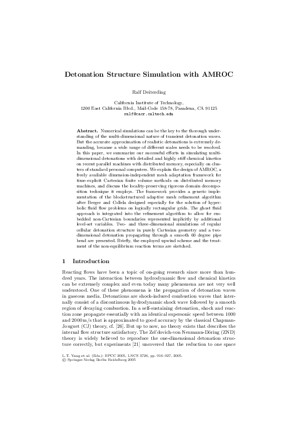 Pdf Detonation Structure Simulation With Amroc
