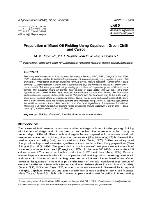 (PDF) Preparation of Mixed Oil Pickling Using Capsicum, Green Chilli ...