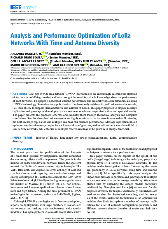(PDF) Analysis and Performance Optimization of LoRa Networks With Time ...