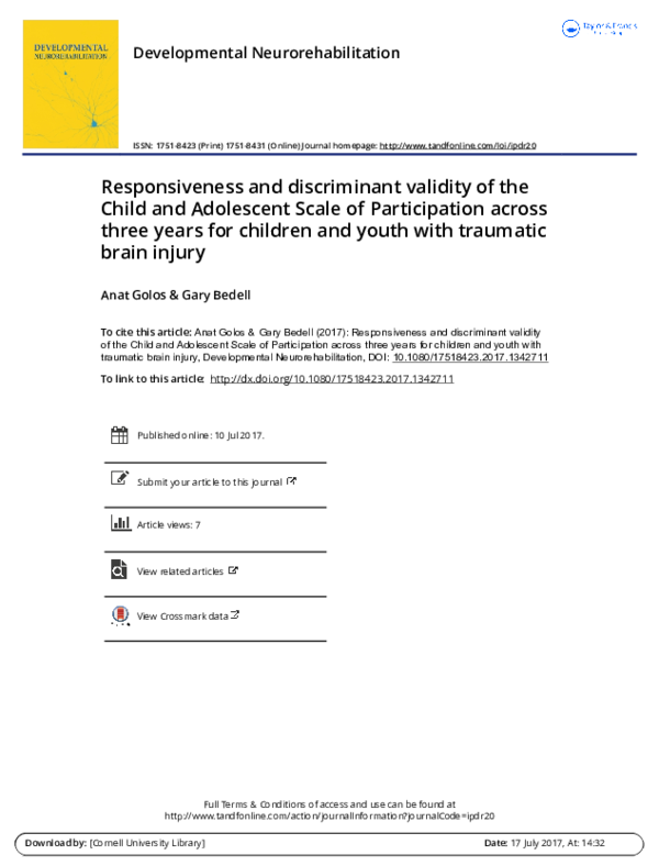(PDF) Responsiveness and Discriminant Validity of the Child and Adolescent Scale of ...