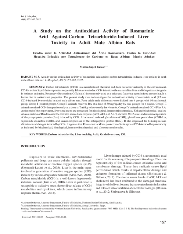 (PDF) A Study on the Antioxidant Activity of Rosmarinic Acid Against ...