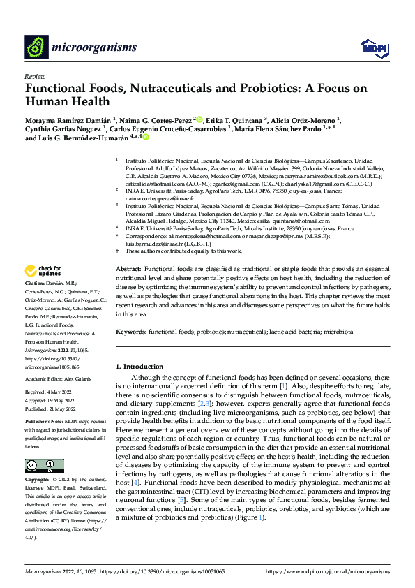 (PDF) Functional Foods, Nutraceuticals and Probiotics: A Focus on Human ...