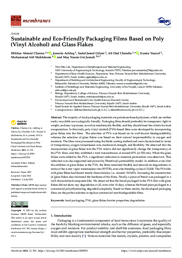 (PDF) Sustainable and Eco-Friendly Packaging Films Based on Poly (Vinyl ...