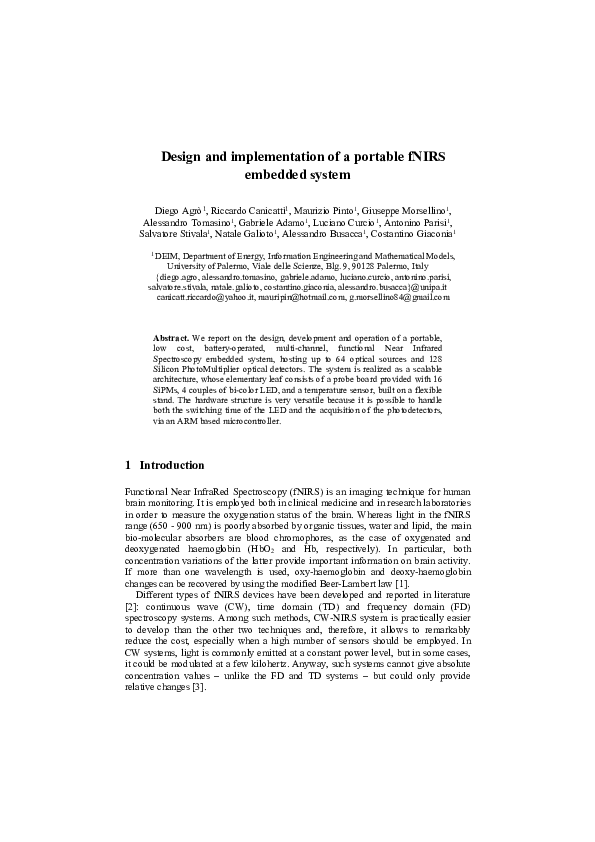 (PDF) Design and Implementation of a Portable fNIRS Embedded System